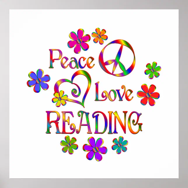 Peace Love Reading Poster | Zazzle