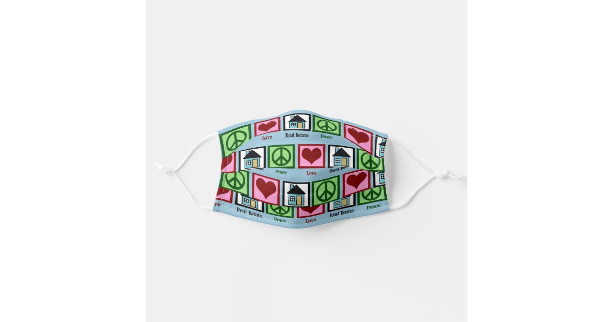 Peace Love Real Estate Adult Cloth Face Mask | Zazzle