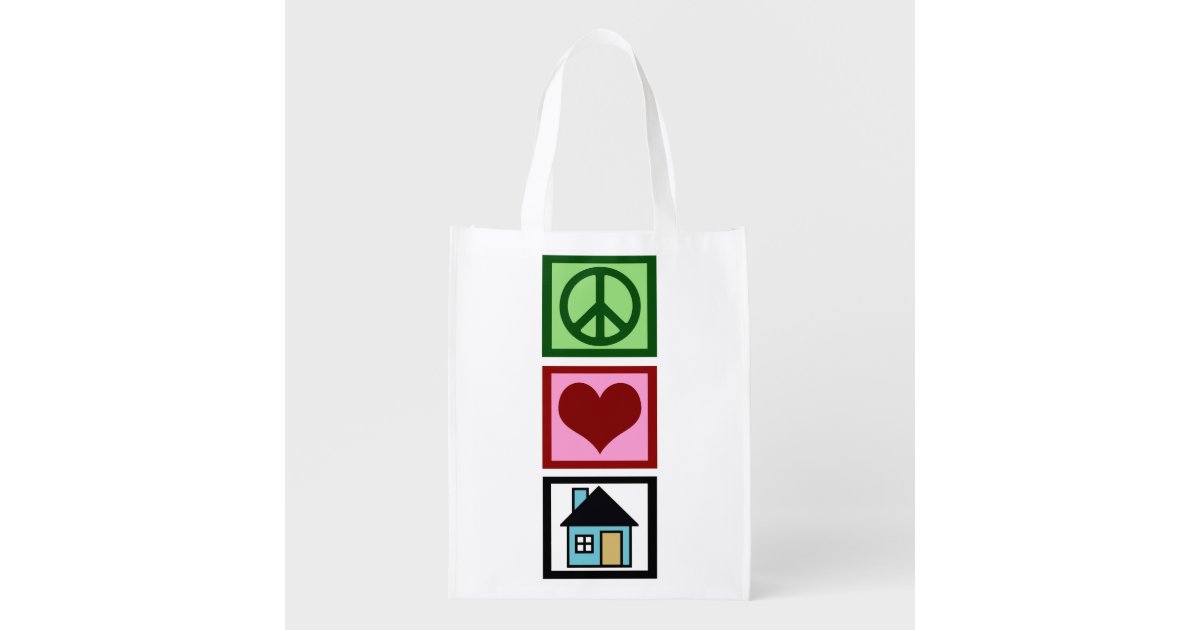 Peace Love Real Estate Reusable Grocery Bag | Zazzle