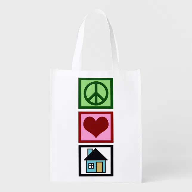 Peace Love Real Estate Reusable Grocery Bag | Zazzle