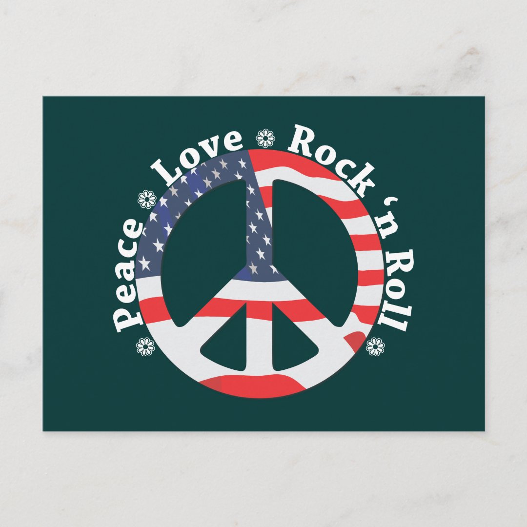 Peace Love Rock N Roll Postcard Zazzle 8096