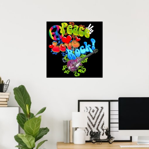 Peace Love Rock Poster | Zazzle