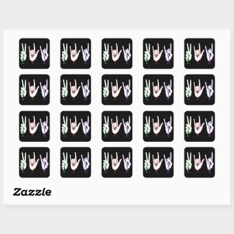 Peace Love Rock Sign Language Square Sticker | Zazzle
