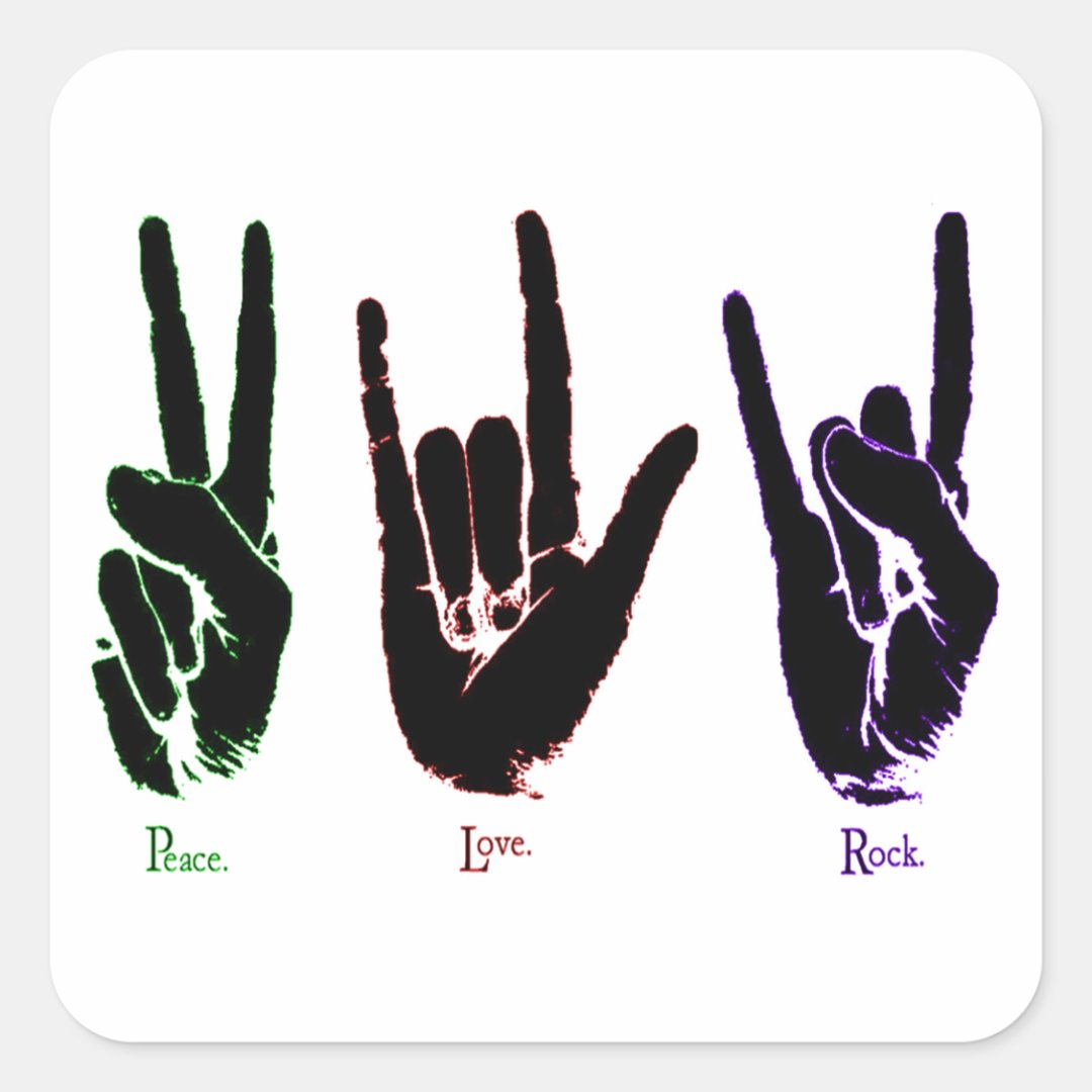 Peace Love Rock Sign Language Stickers | Zazzle