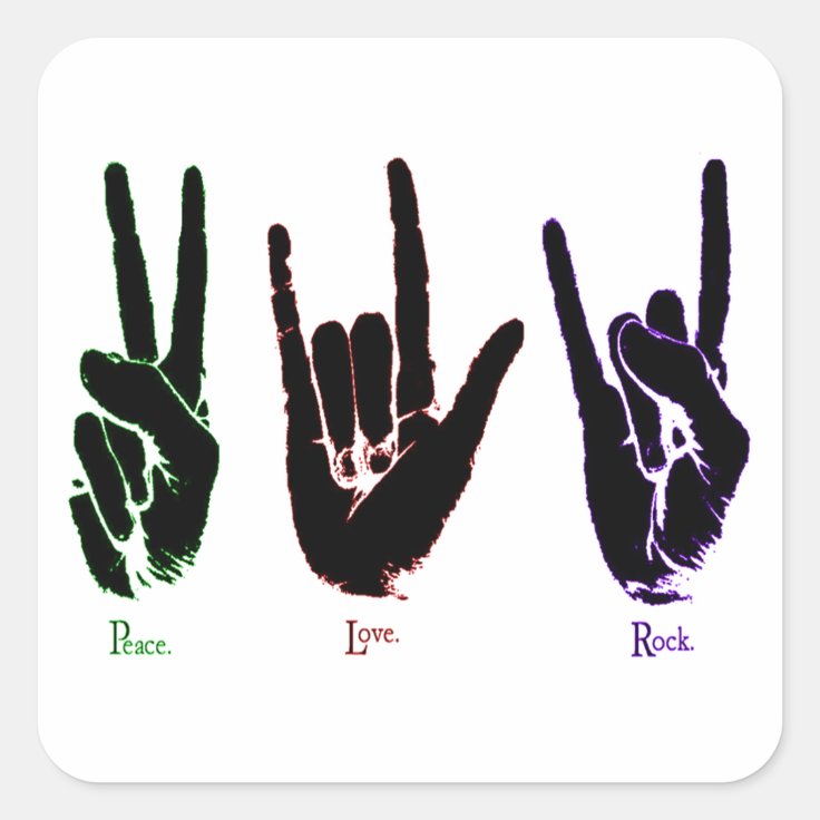 Peace Love Rock Sign Language Stickers | Zazzle