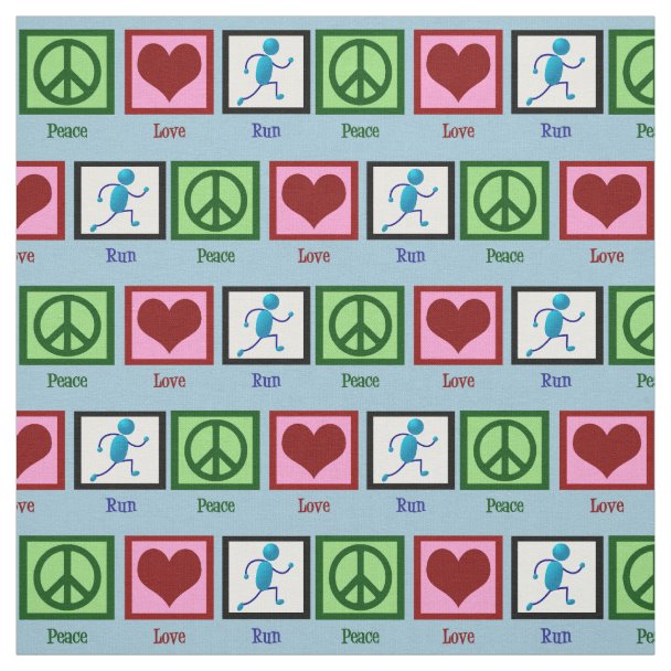 Peace Love 13.1 Half Marathon Runner Fabric | Zazzle