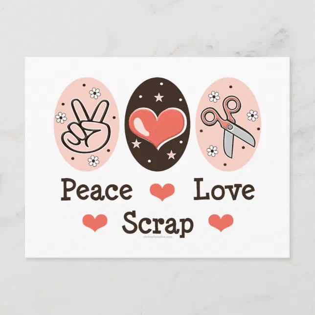 Peace Love Scrap Scrapbooking Postcard Stationery | Zazzle