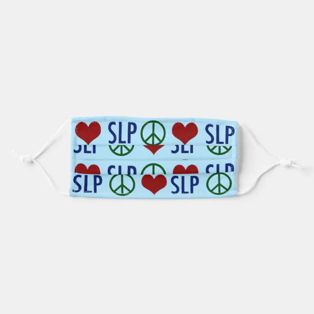 Peace Love SLP Speech Language Pathology Adult Cloth Face Mask | Zazzle