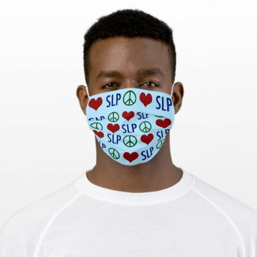 Peace Love SLP Speech Language Pathology Adult Cloth Face Mask | Zazzle