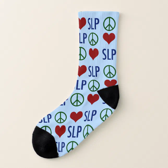 Peace Love SLP Speech Language Pathology Socks | Zazzle