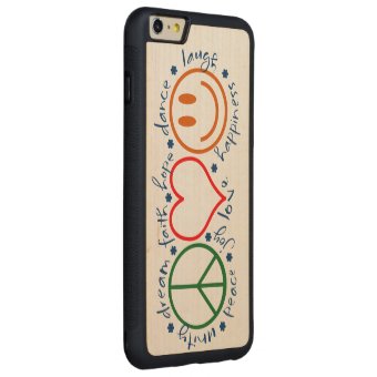 Peace Love Smile Carved Wood iPhone Case | Zazzle