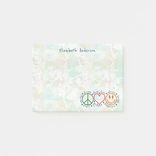 Peace Love Smile Personalize Post-it Notes | Zazzle