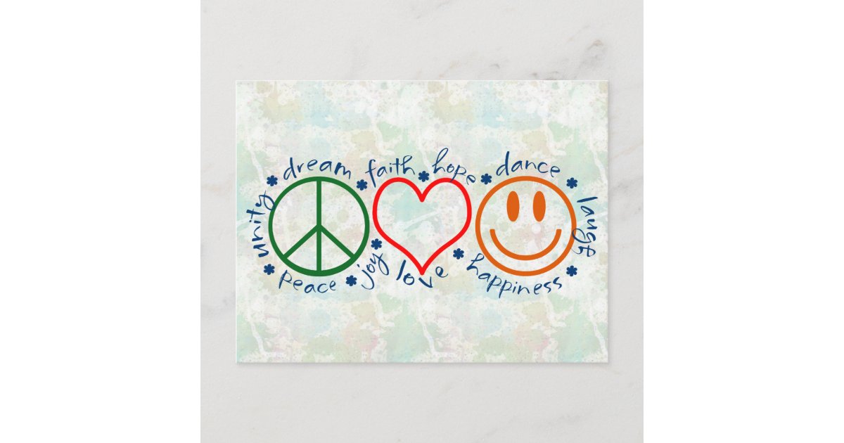 Peace Love Smile Postcard | Zazzle