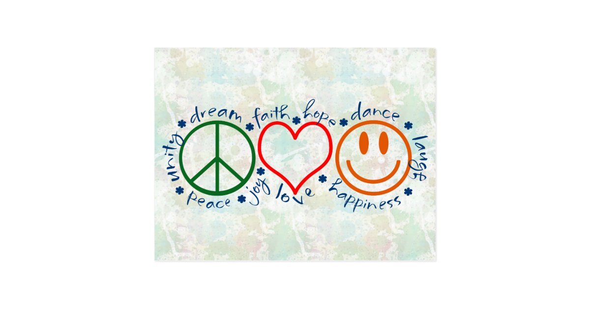 Peace Love Smile Postcard | Zazzle.com