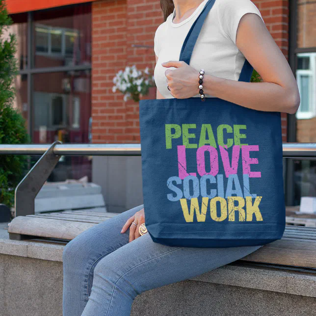 Peace Love Social Work Custom Tote Bag | Zazzle