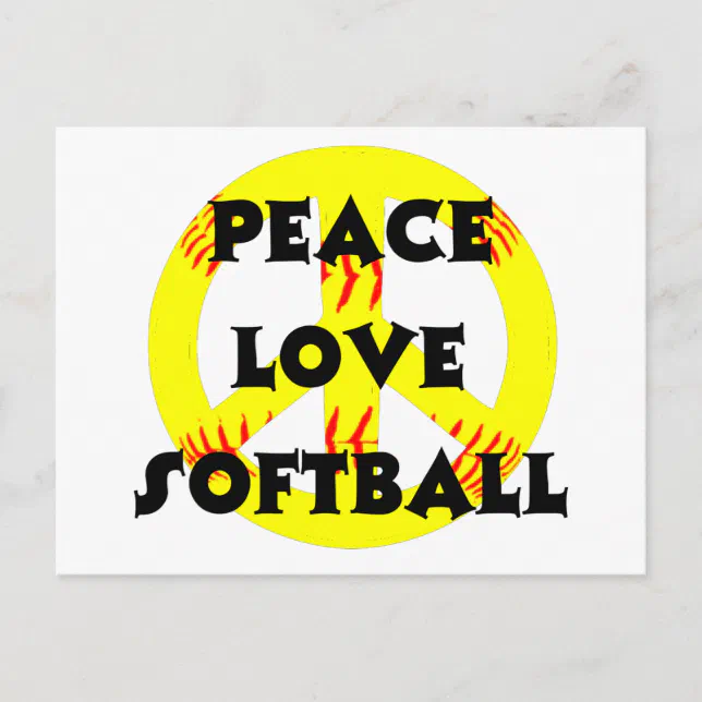 Peace, Love, Softball with peace sign Postcard | Zazzle