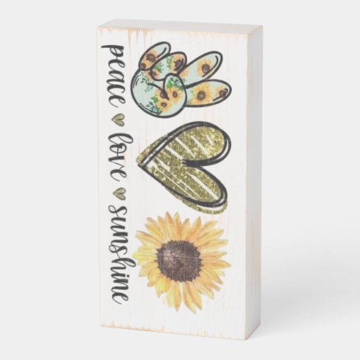 Peace, Love, Sunshine Wooden Box Sign | Zazzle