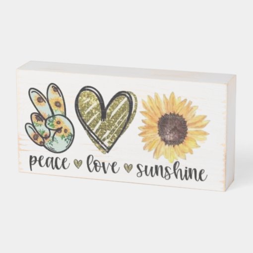 Peace, Love, Sunshine Wooden Box Sign | Zazzle