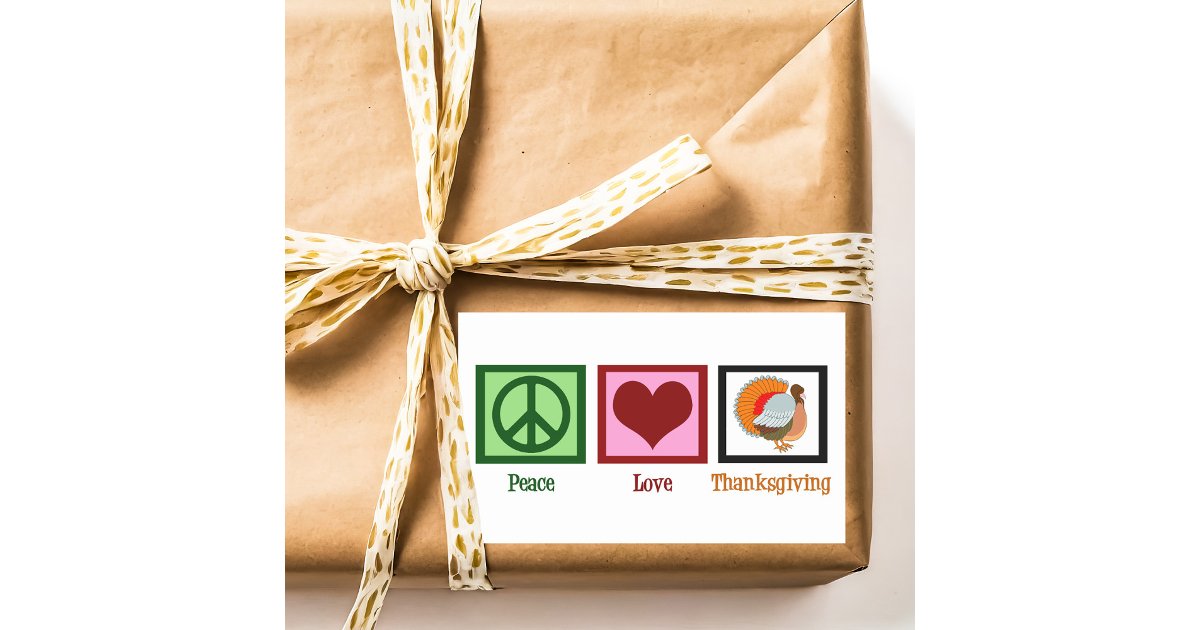 Peace Love Thanksgiving Rectangular Sticker | Zazzle