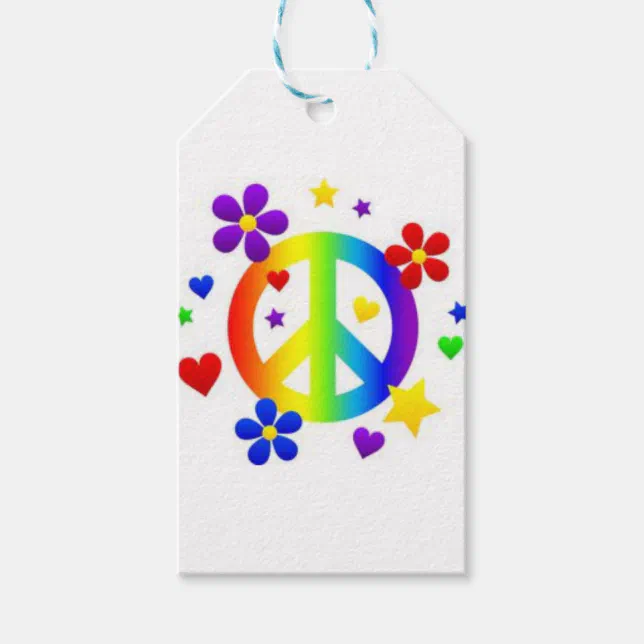 PEACE LOVE TIE DYE HIPPIE SYMBOL GIFT TAGS | Zazzle