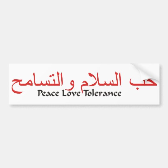 Peace Love Tolerance Bumper Sticker | Zazzle.com