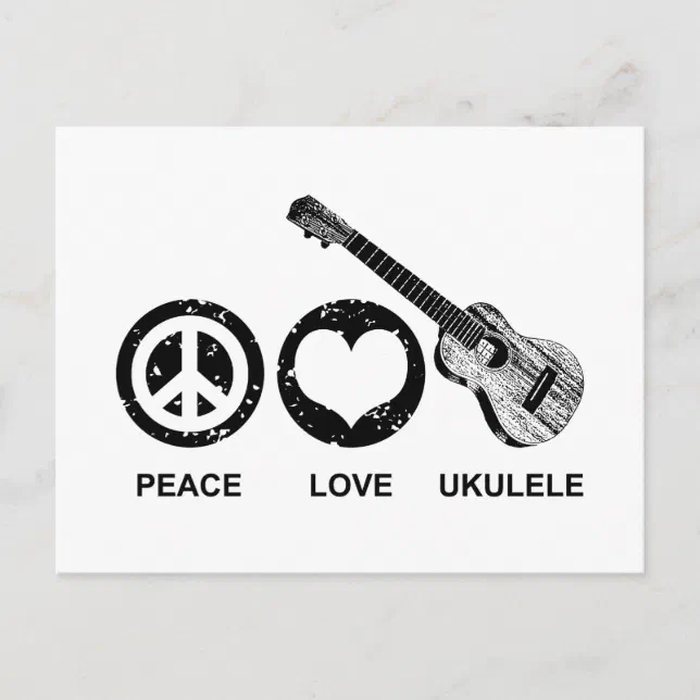 Peace Love Ukulele Postcard | Zazzle
