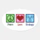 Peace Love Urology Office Cute Urologist Oval Sticker | Zazzle
