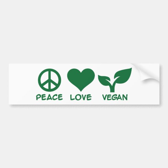 Peace love vegan bumper sticker | Zazzle.com