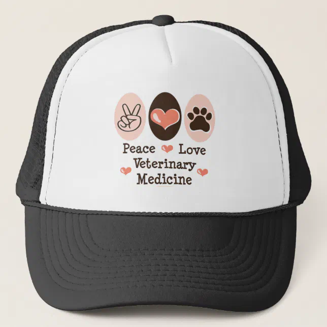 Peace Love Veterinary Medicine Hat | Zazzle