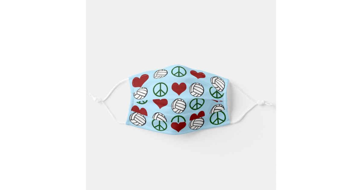 Peace Love Volleyball Adult Cloth Face Mask | Zazzle