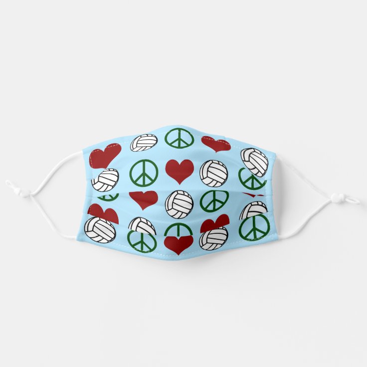 Peace Love Volleyball Adult Cloth Face Mask | Zazzle