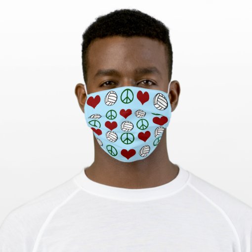 Peace Love Volleyball Adult Cloth Face Mask | Zazzle