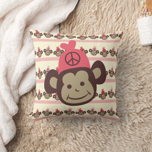 Peace Monkey Pillow | Zazzle