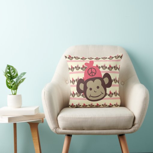 Peace Monkey Pillow | Zazzle