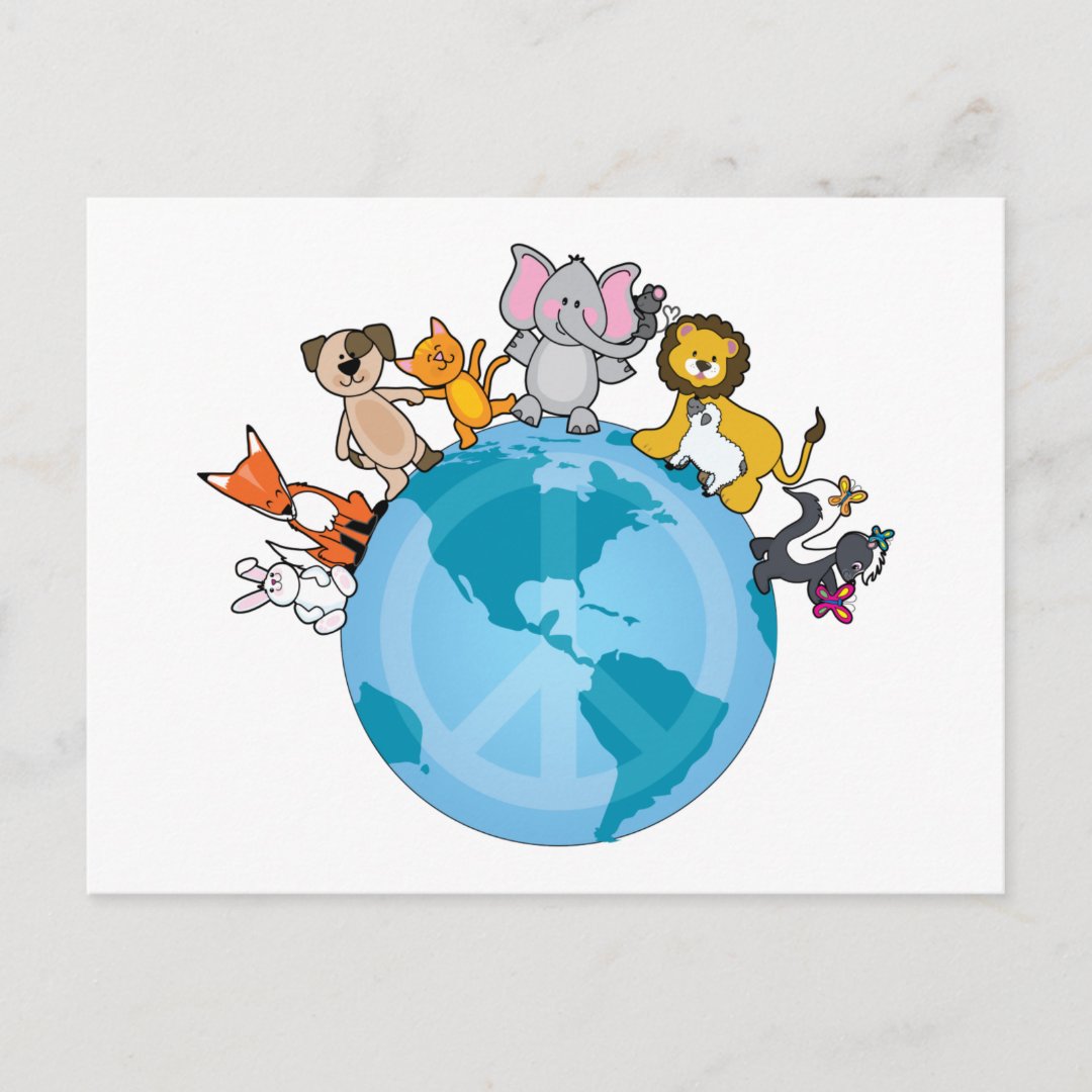Peace On Earth Animals Postcard | Zazzle