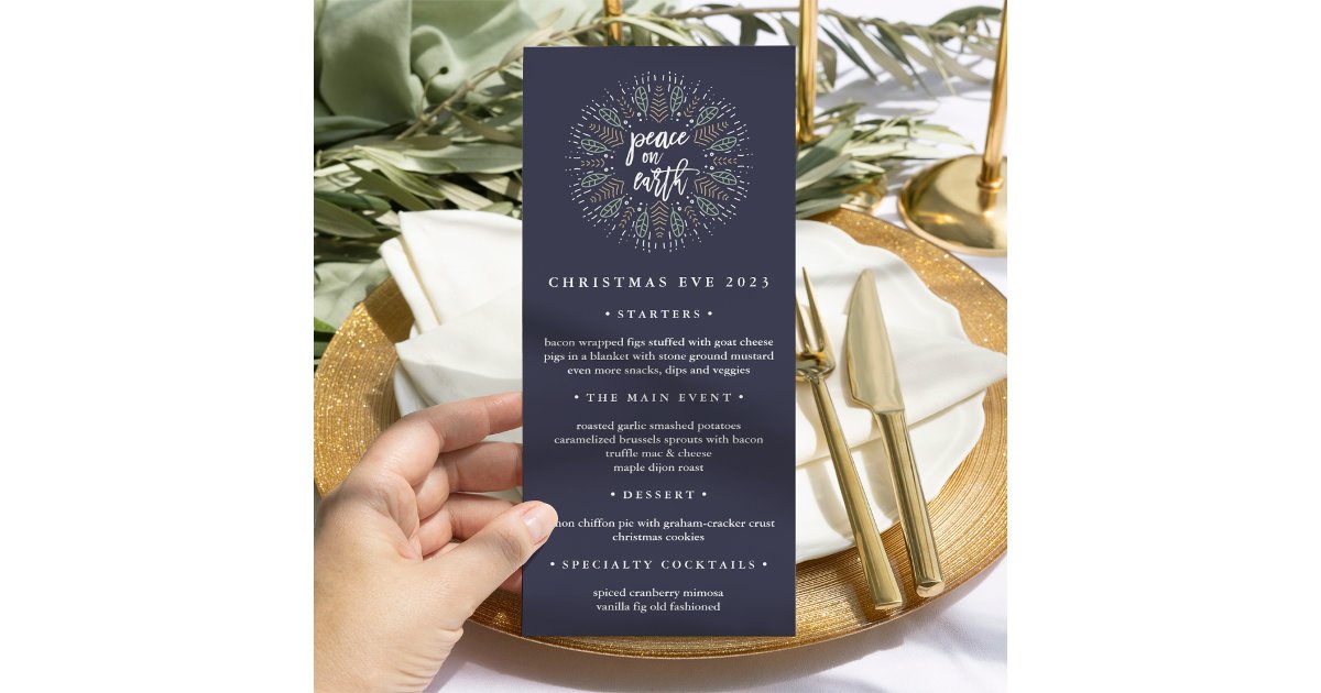 Peace on Earth | Christmas Eve Dinner Menu | Zazzle