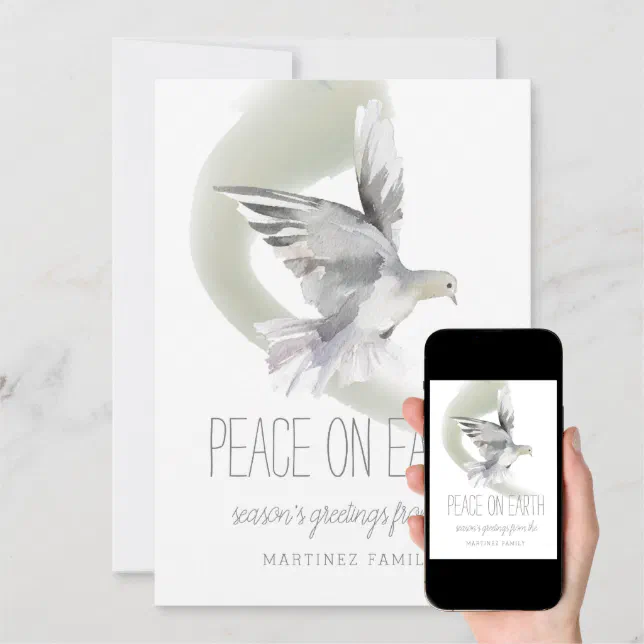 Peace On Earth Dove Christmas Holiday Card | Zazzle
