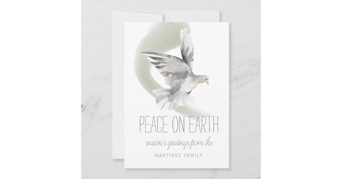 Peace On Earth Dove Christmas Holiday Card | Zazzle