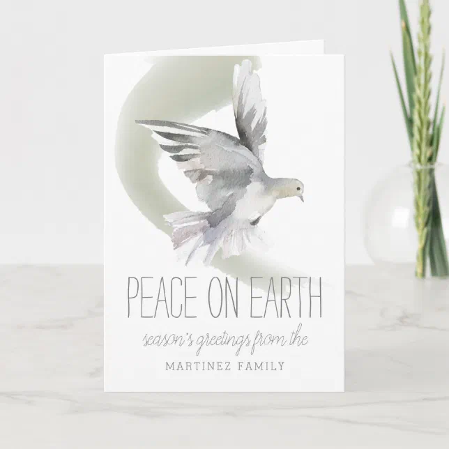 Peace on Earth Dove Photo Christmas Card | Zazzle