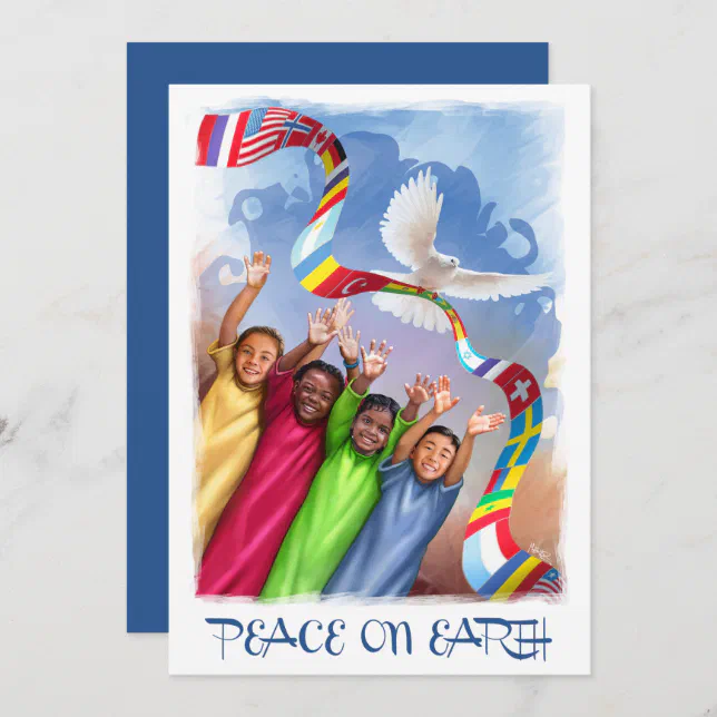 Peace on Earth. Multicultural Kids Holiday Cards | Zazzle
