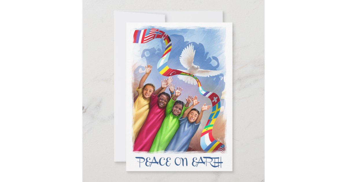 Peace on Earth. Multicultural Kids Holiday Cards | Zazzle.com