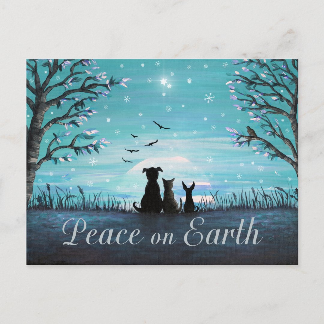 Peace on Earth Winter Sunset Postcard | Zazzle