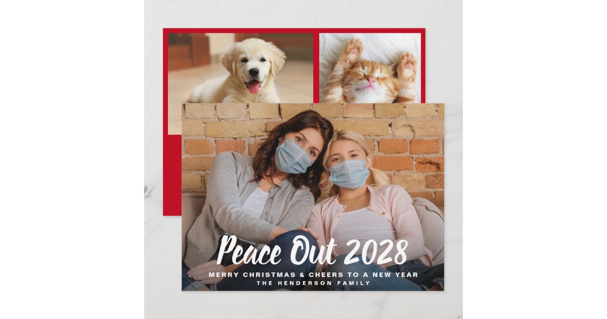 Peace Out 2020 Photos Christmas New Year Holiday Card | Zazzle