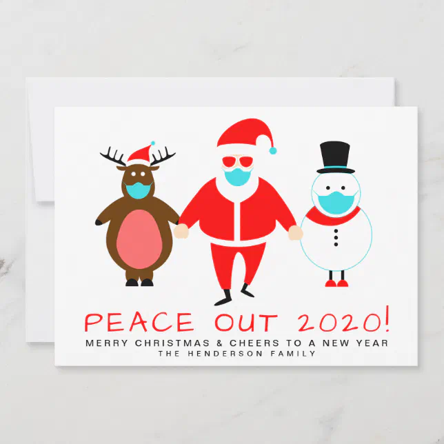 Peace Out 2020 Santa Face Mask Christmas Holiday Card | Zazzle