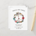 Peace Out 2022 | Boho Floral New Year's Wreath Postcard | Zazzle