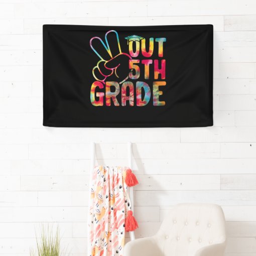 Peace Out 5th Grade Graduation Last Day Of School Banner | Zazzle