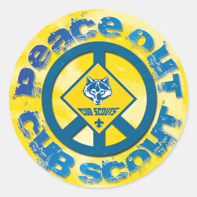 Peace Out Cub Scout Sticker | Zazzle