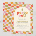 Peace Out Retro Groovy Colourful Graduation Party Invitation | Zazzle