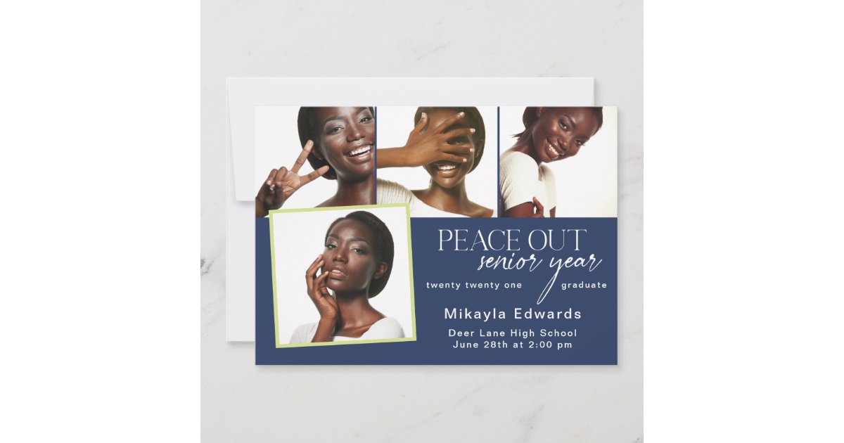 Peace Out Senior Year Graduation Photo Invitation | Zazzle