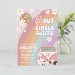 Peace Out Single Digits 10th Birthday Invitation | Zazzle
